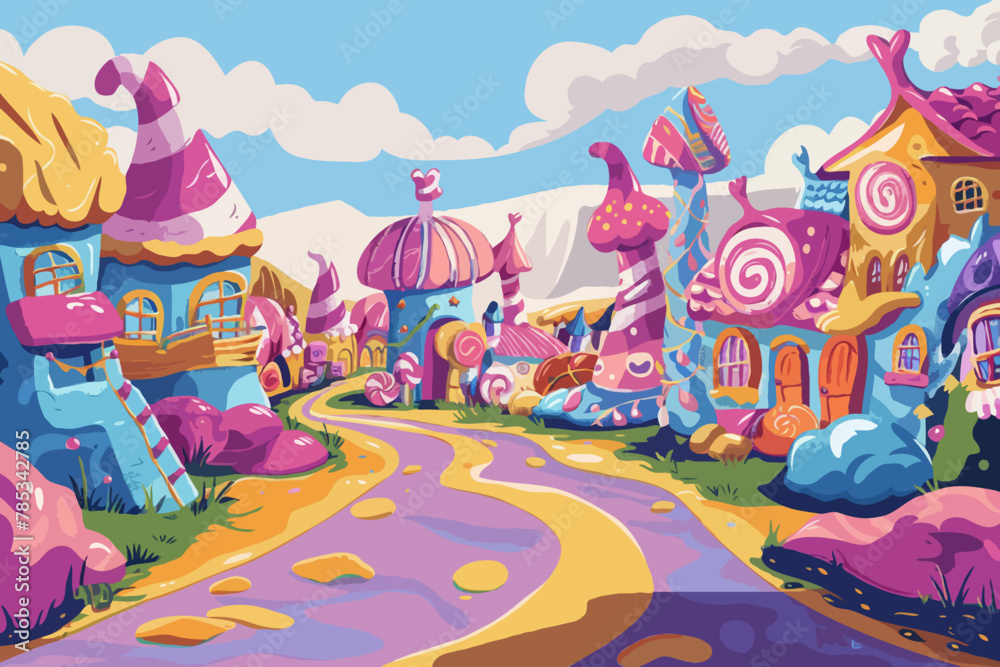 Candyland, Vector illustration, cartoon background Stock Vector | Adobe ...