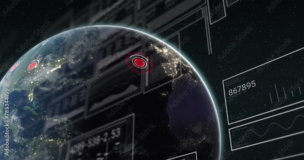 Image of multiple graphs, changing numbers, loading bars and circles ...