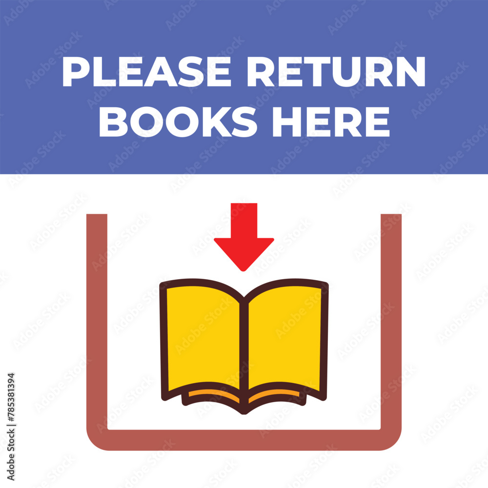 Colored please return books here sign age banner poster vector ...