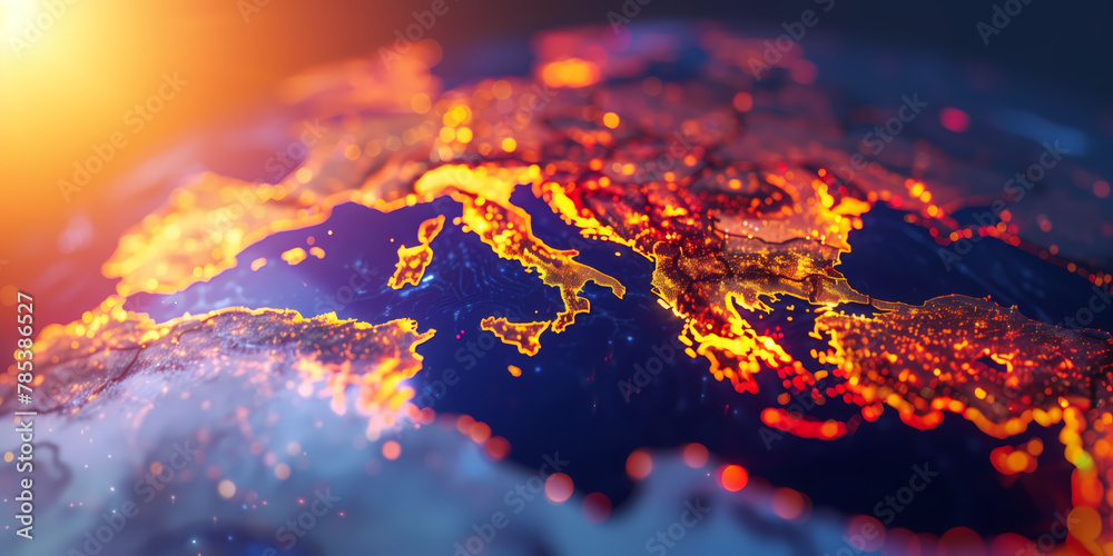 Planet Earth burning under the extreme heat of the sun, conceptual ...