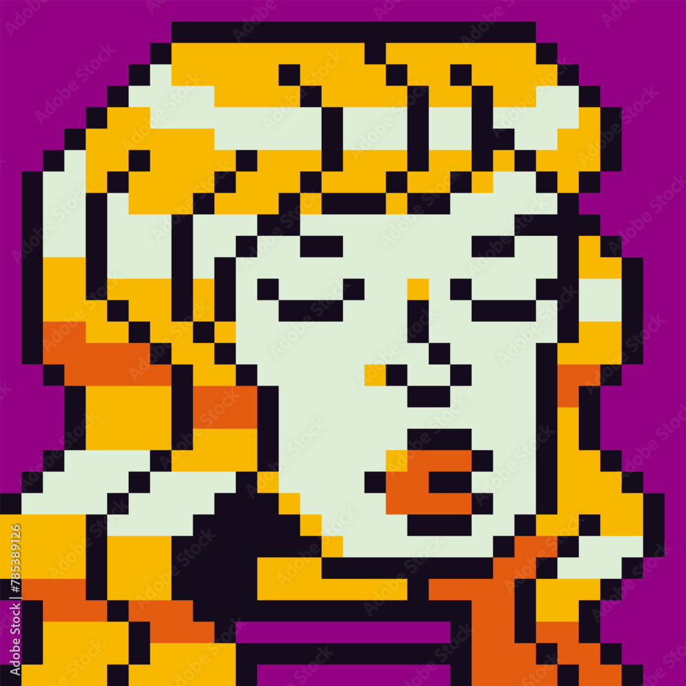 Avatar pixel female character, 8-bit girl, young blonde woman face ...
