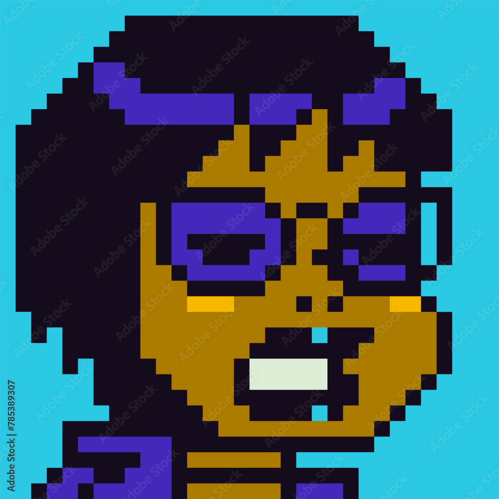 Avatar pixel art female character with glasses, 8-bit girl, cartoon ...