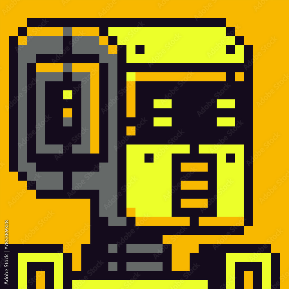 Avatar robot pixel female character, sky-fi cartoon vector icon, game ...