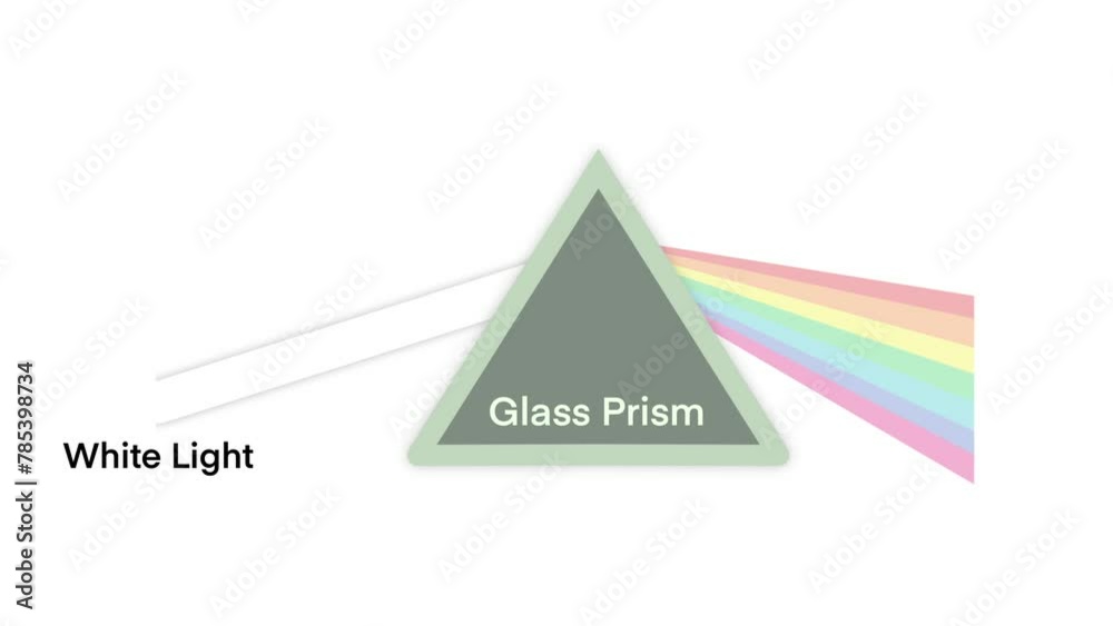 spectrum light and rainbow refraction, Light rays in prism. Ray rainbow ...