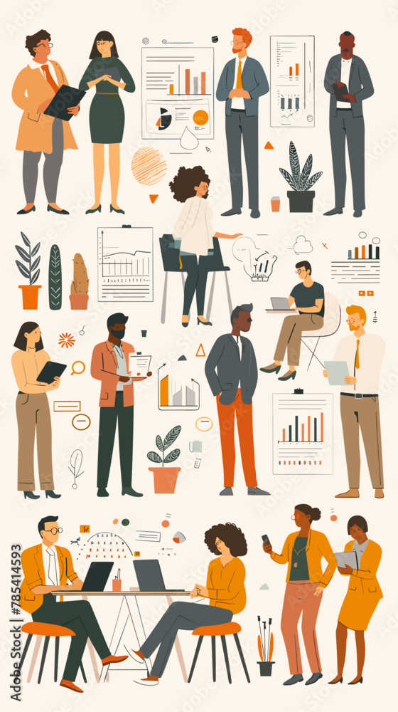 Flat vector illustration of diverse software developer team ...