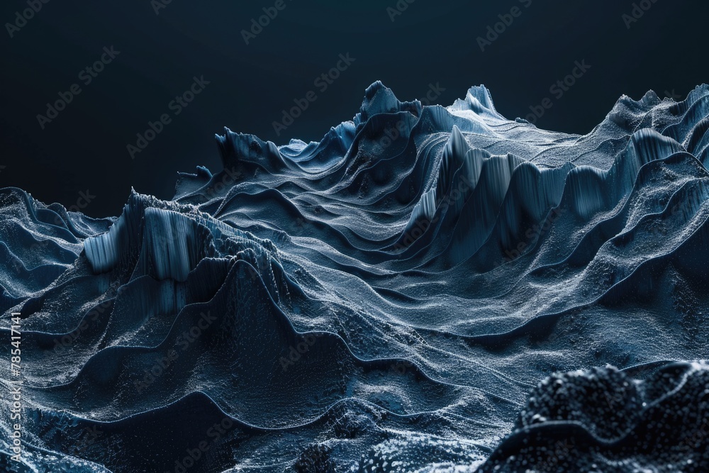 Abstract Displacement Wave Surface on Dark Planet Background - 3D ...
