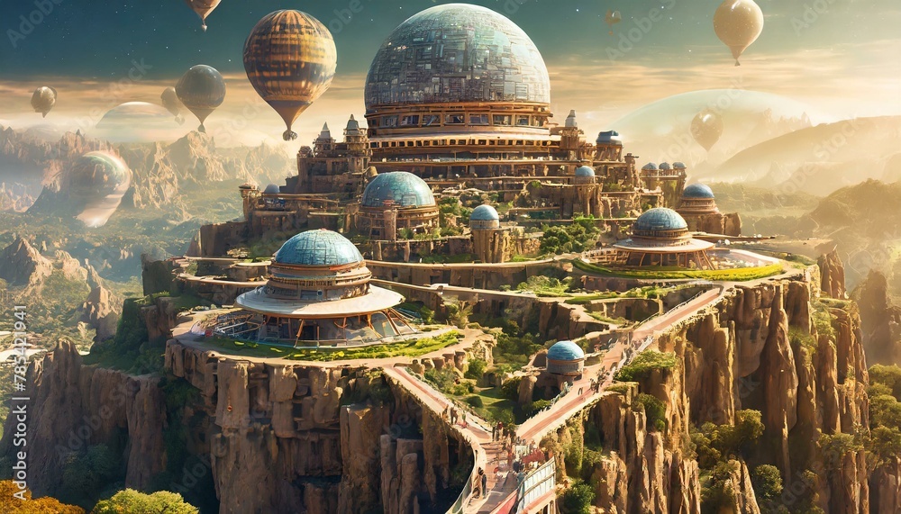 ultra-detailed view of ancient civilization city of many humans ...