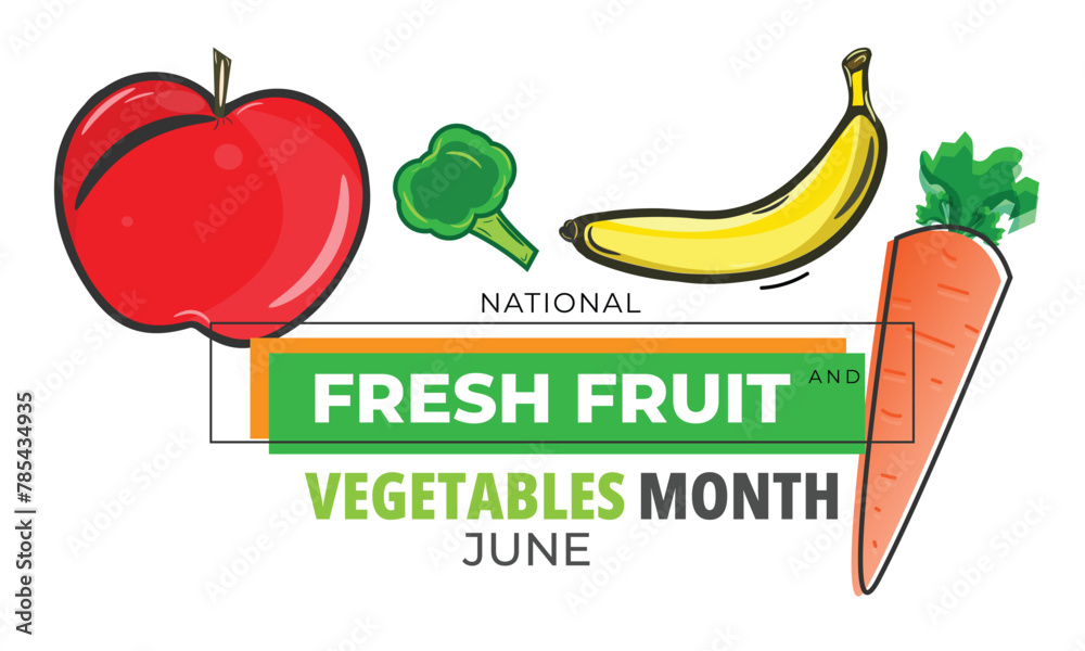 National fresh fruit and vegetables month. background, banner, card ...