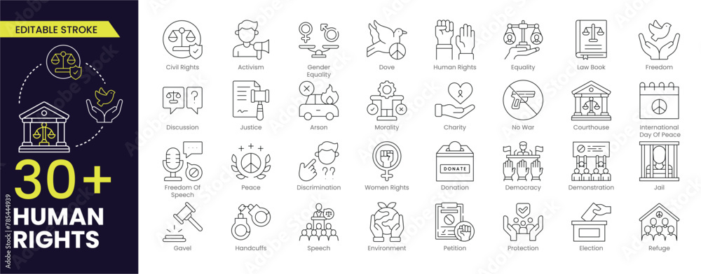 Human Rights line icon collections contains such as democracy, equality ...