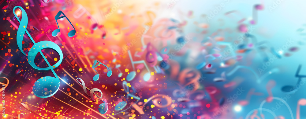 Abstract music notes background with glowing notes Glowing Symphony ...