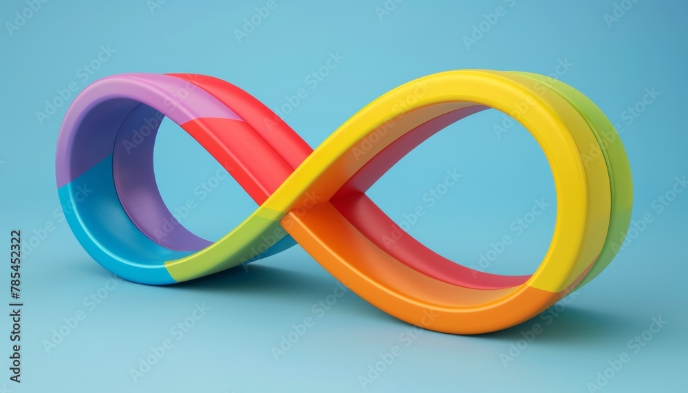 Autism awareness day rainbow infinity symbol on blue background for ...