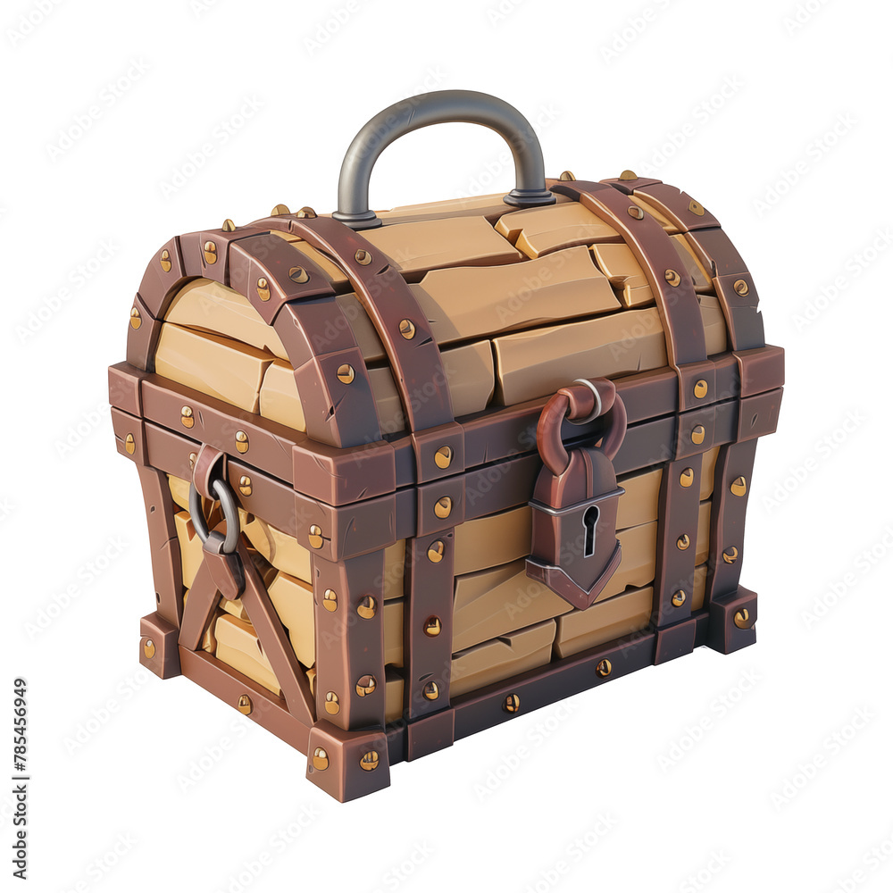 Cartoon closed pirate chest with padlock on a white background cartoon ...