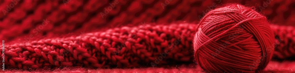 Knit Up Your Creativity with Red Yarn Ball: 16:9 Knitting Banner Design ...