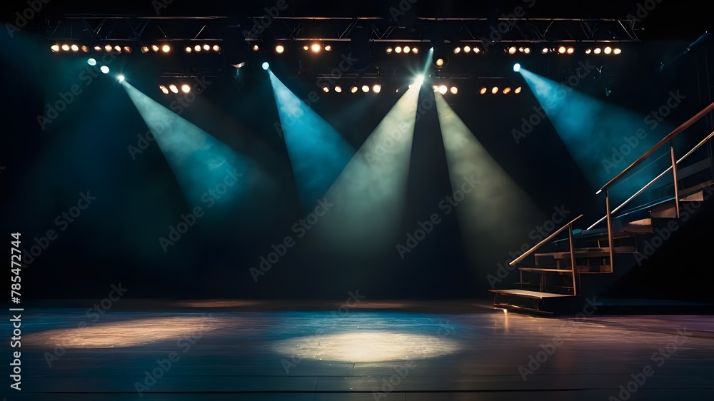Theater stage light background with spotlight illuminated the stage for ...
