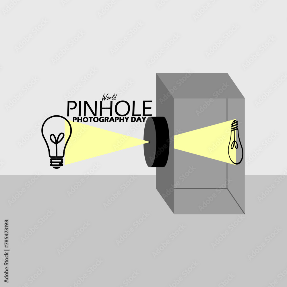 World Pinhole Photography Day event banner. Illustration of a box with ...