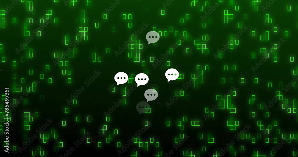 Image of speech bubbles and binary codes over green background Stock Photo | Adobe Stock