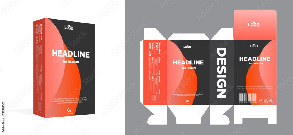 product packaging design template with 3d mockup example. Healthy ...