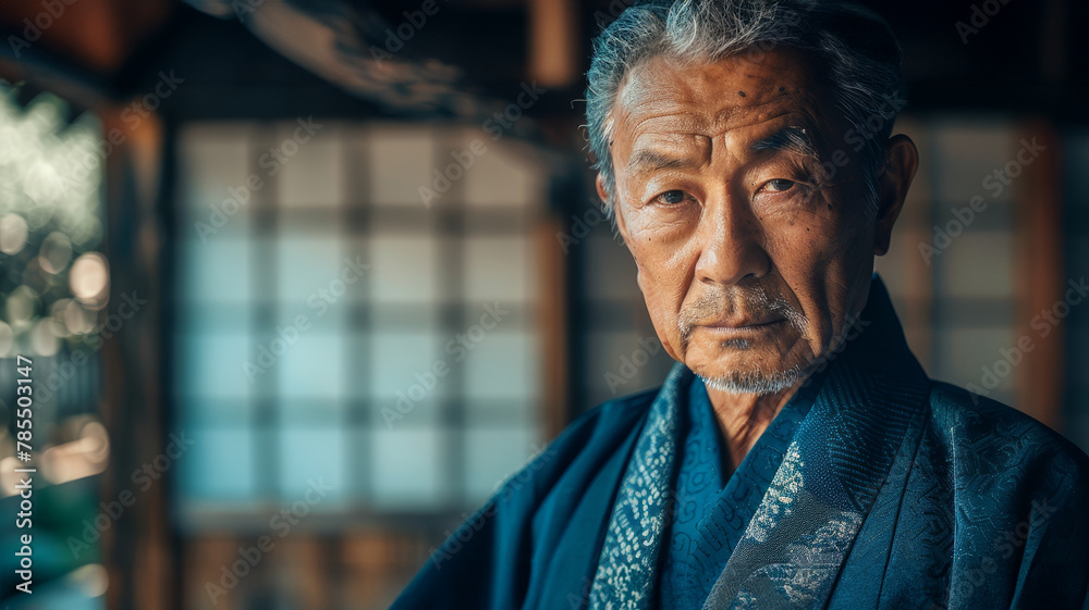 Elderly Asian man in traditional attire. Stock Photo | Adobe Stock