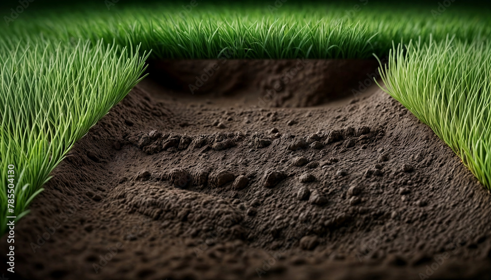 Grass 3D ground land green field earth garden soil isolated background ...