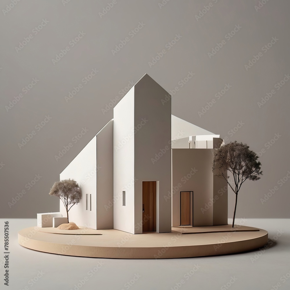 Minimalist Architecture design scale model mockup with simple ...