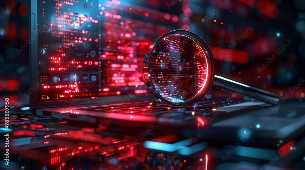 Infographic charts analysis of corporate laptop antivirus or phishing malware attach detection ...