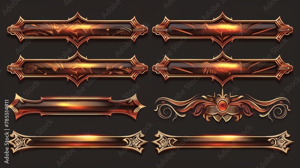 UI frames for games, middle ages menus with ornate edges, royal gui ...