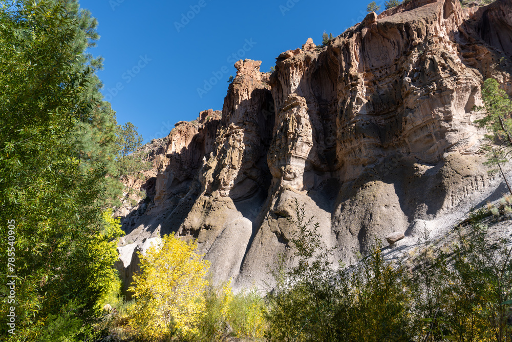 Bandelier National Monument in New Mexico. Hot ash from volcano at ...
