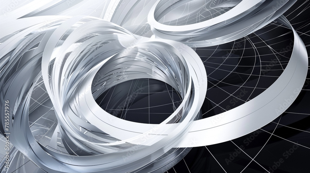 White circular nodes linked by silver lines on black evoke starry ...