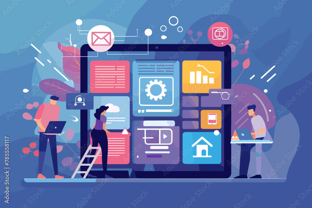 Web And Mobile App Design Development Process Concept Flat Vector