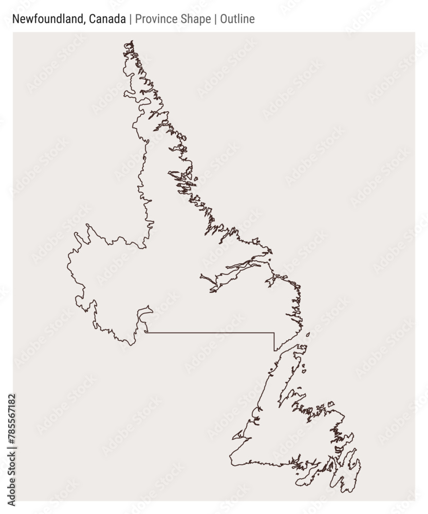 Vetor de Newfoundland, Canada. Simple vector map. Province shape. Outline style. Border of ...