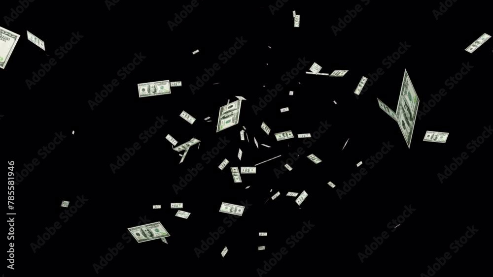 Money drop. Money rain animation on transparent background. Falling ...