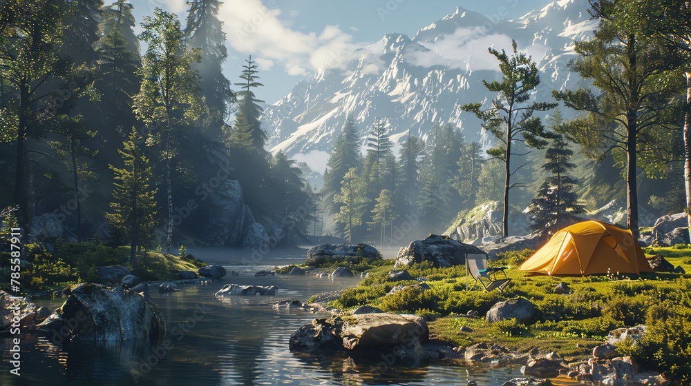 Craft a digital rendering using CG 3D rendering technique, blending ...