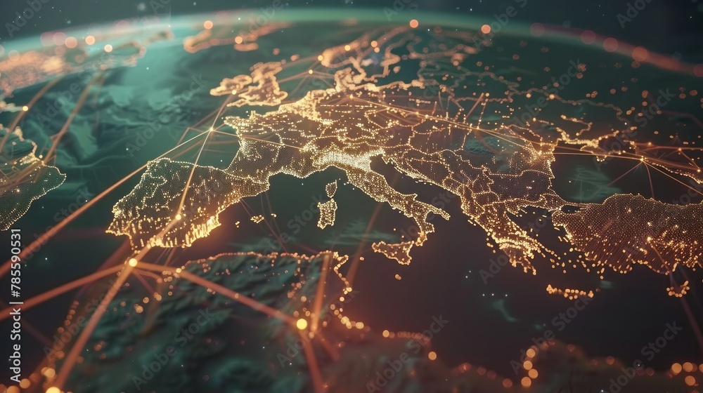Dynamic World Map Showcasing Global Connectivity and Data Flow Stock ...