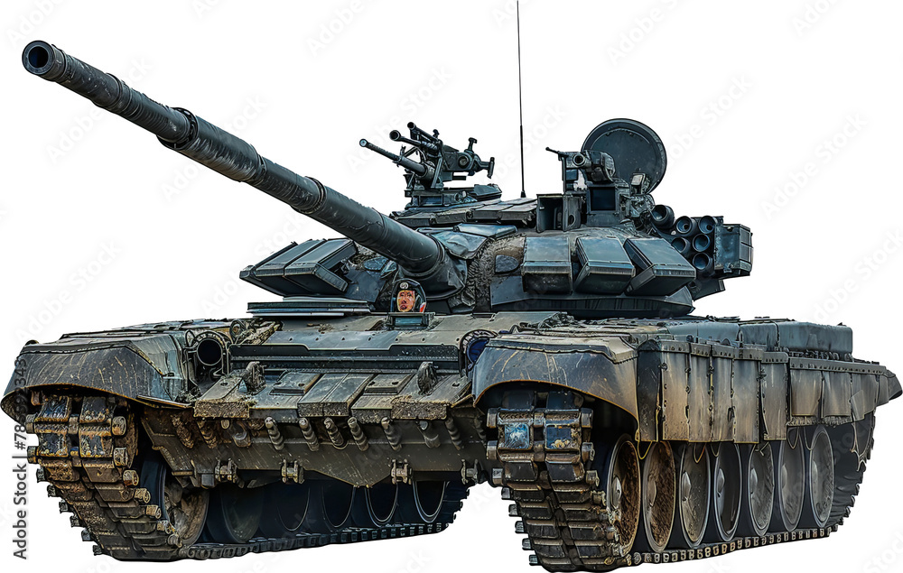 Modern battle tank with turret and armament isolated cut out png on ...