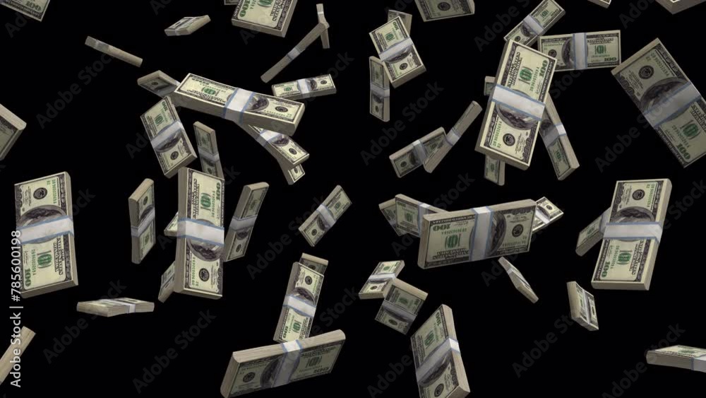 Money drop. Money rain animation on transparent background. Falling ...