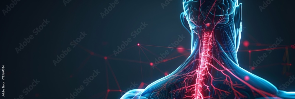 This illustration depicts the human nervous system, emphasizing neural ...