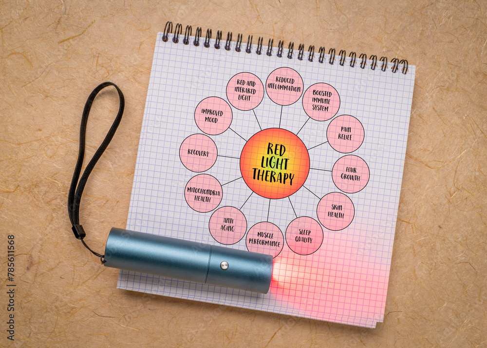 benefits of red light therapy - mind map infographics diagram in a ...