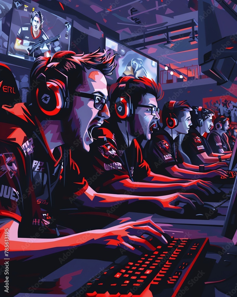 Capture the intensity of an E-Sports tournament with a long shot of the ...