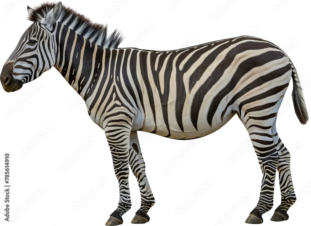 Zebra with distinctive black and white stripes cut out png on ...