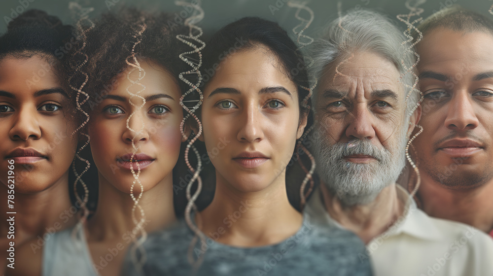 A diverse group of people with various skin tones and hair textures ...