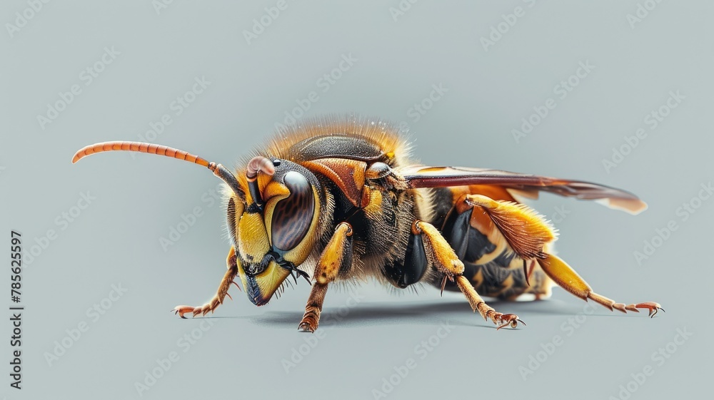 Close-up view of a detailed bee anatomy - This image showcases the ...