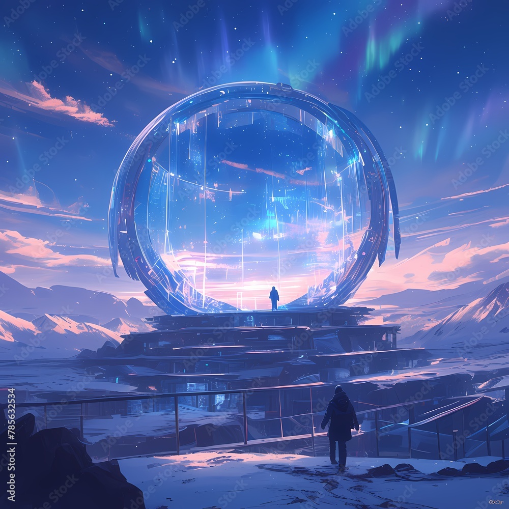 Stunning Visual of Futuristic Monolith in Outer Space with Aurora ...