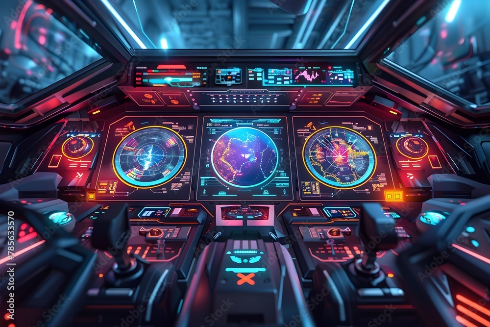 Future Tech Dashboard: A Spaceship Control Panel with Interactive 3D ...