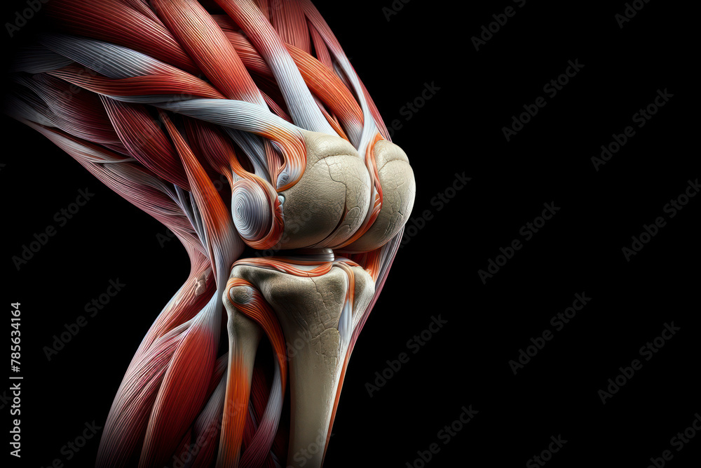 knee joint connection of bones, Human muscles, human anatomy isolated ...