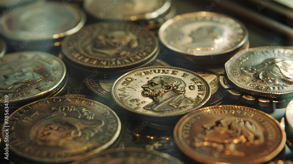 An antique coin collection displaying rare and valuable pieces from ...