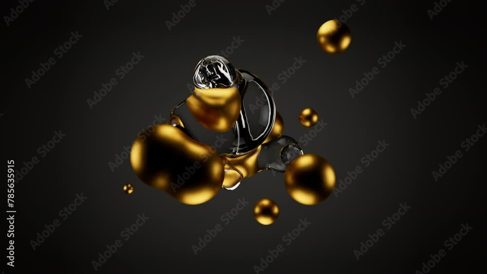 3D animation of abstract volume objects. Abstract morph liquid forms of ...