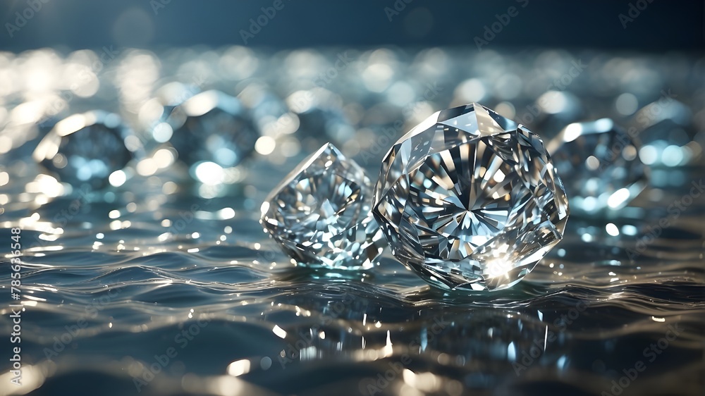 Brilliant diamonds scattered across the surface of water, reflecting ...