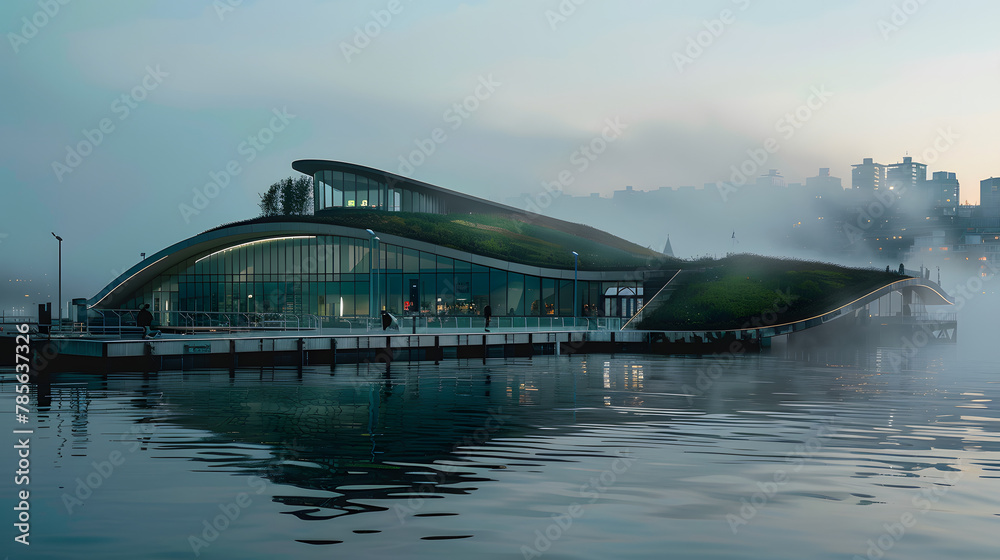 An eco-friendly ferry terminal with living roofs natural light ...