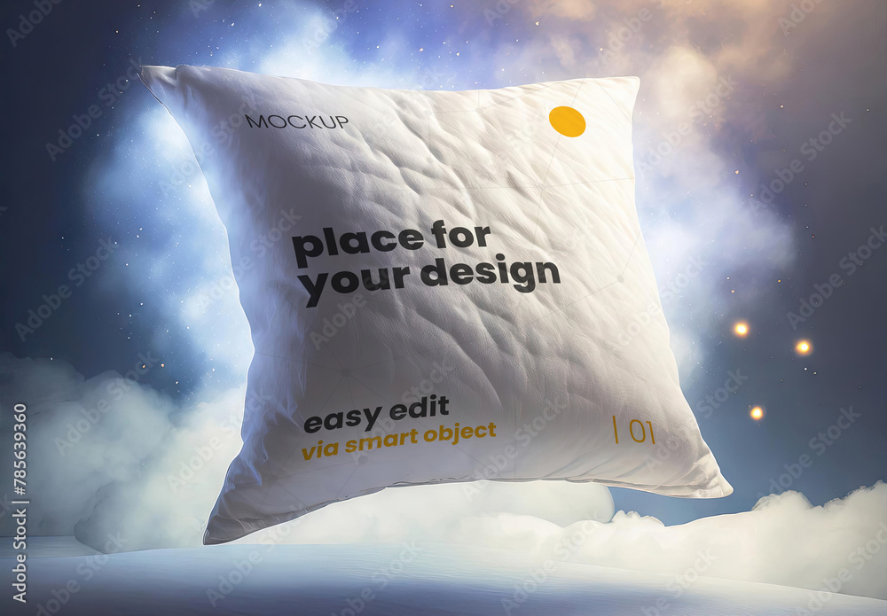Dreamy Floating Pillow Mockup 01 Generative AI Stock Template | Adobe Stock