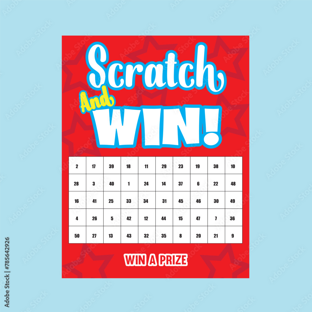 Image of a scratch card with numbers from 1 to 100. Scratch card ...